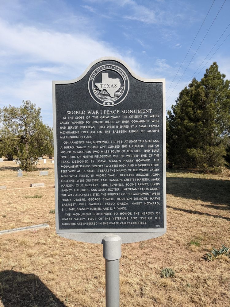 WORLD WAR I PEACE MONUMENT - US-87 & Spring Rd, TX, Texas - Landmarks ...