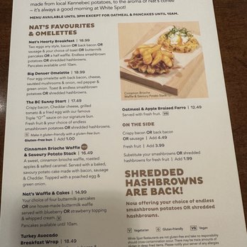 White spot take out menu store
