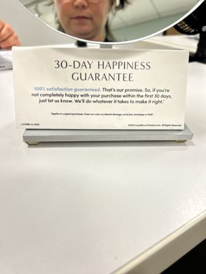 Lenscrafters 30 Day Guarantee