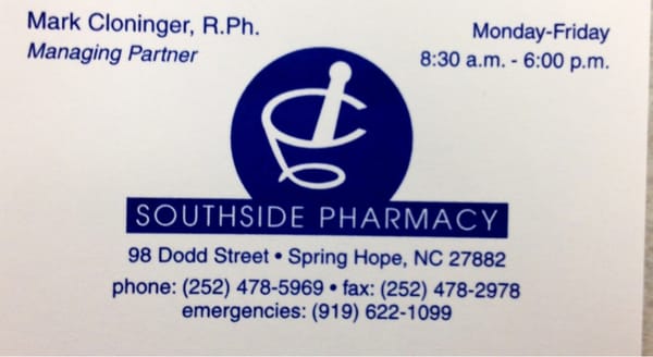 SOUTHSIDE PHARMACY - Updated October 2025 - 98 Dodd St, Spring Hope ...