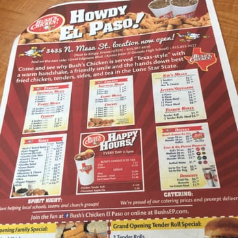 Bush's chicken menu store