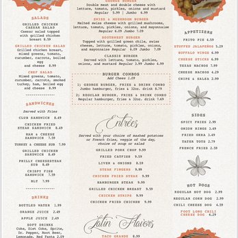 George s restaurant menu store