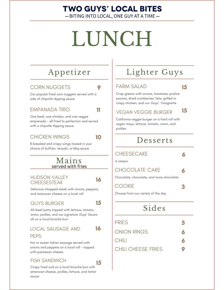 TWO GUYS LOCAL BITES - Updated August 2024 - Germantown, New York ...