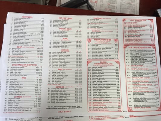 Peking tokyo menu store