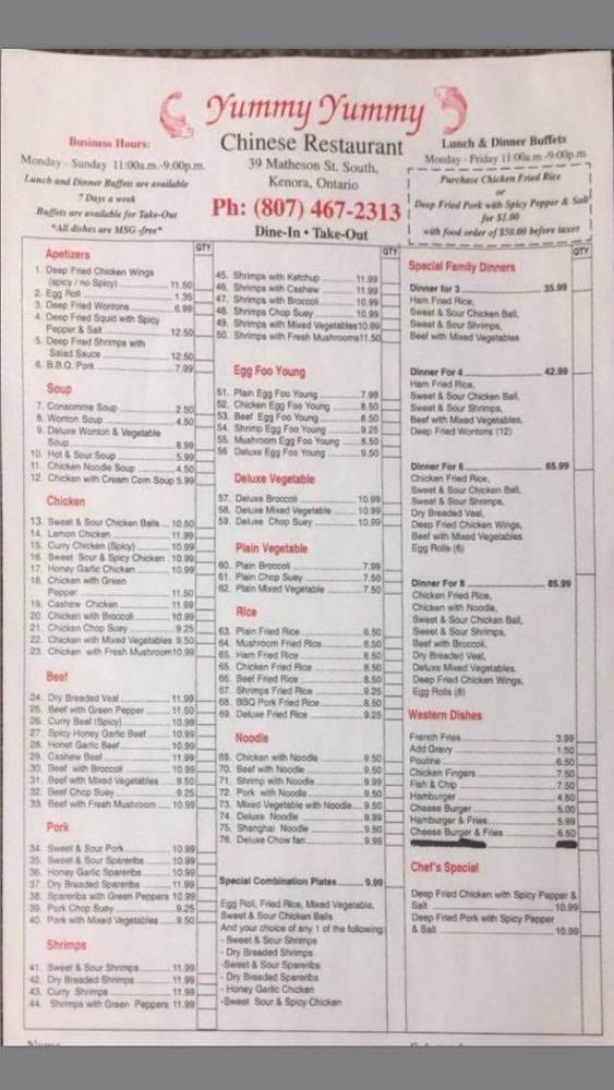 YUMMY YUMMY CHINESE RESTAURANT - Updated December 2025 - 39 Matheson ...