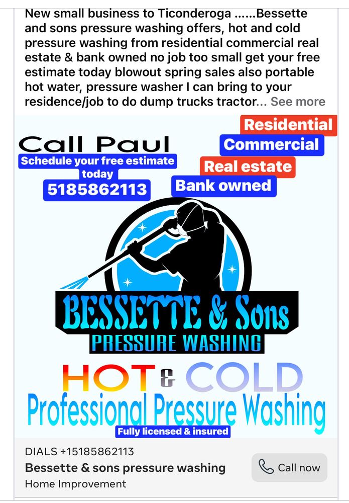 BESSETTE & SONS PROFESSIONAL WASHING - Updated April 2025 - Request a Quote - Ticonderoga, New ...
