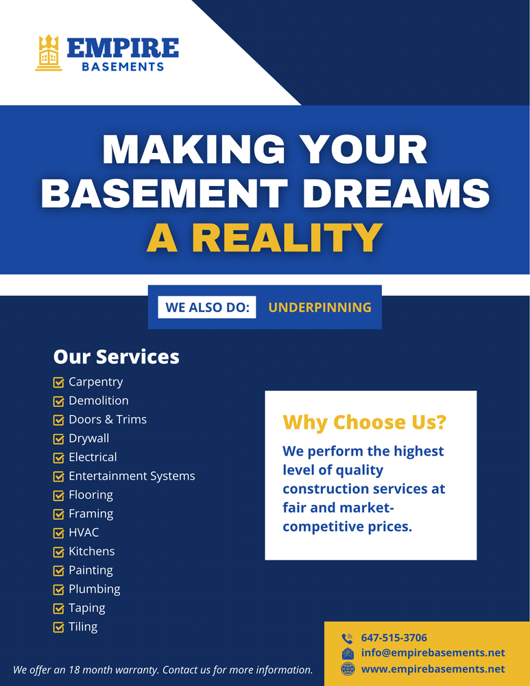 EMPIRE BASEMENTS - Updated June 2024 - Request Consultation - 250 Regina Road, Woodbridge ...