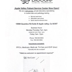BIOCORP CLINICAL LABORATORY - 15998 Quantico Rd, Apple Valley ...
