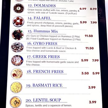 Gyro grill menu store