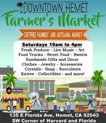 DOWNTOWN HEMET CERTIFIED FARMER’S AND ARTISANAL MARKET - Updated ...