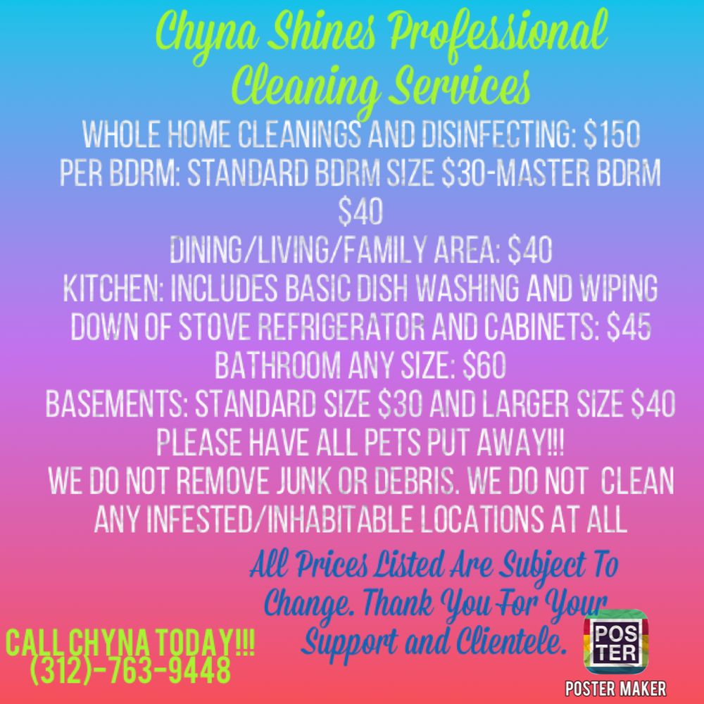 CHYNA SHINES PROFESSIONAL CLEANING SERVICES - Updated September 2024 ...