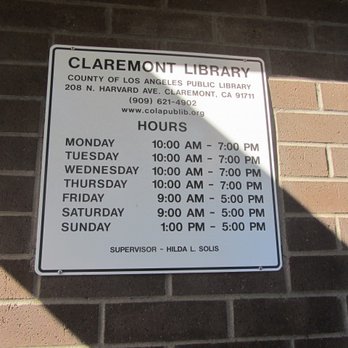 LA COUNTY LIBRARY - CLAREMONT HELEN RENWICK LIBRARY - Updated December ...