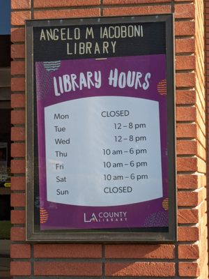 LA COUNTY LIBRARY - ANGELO M IACOBONI LIBRARY - Updated December 2025 ...