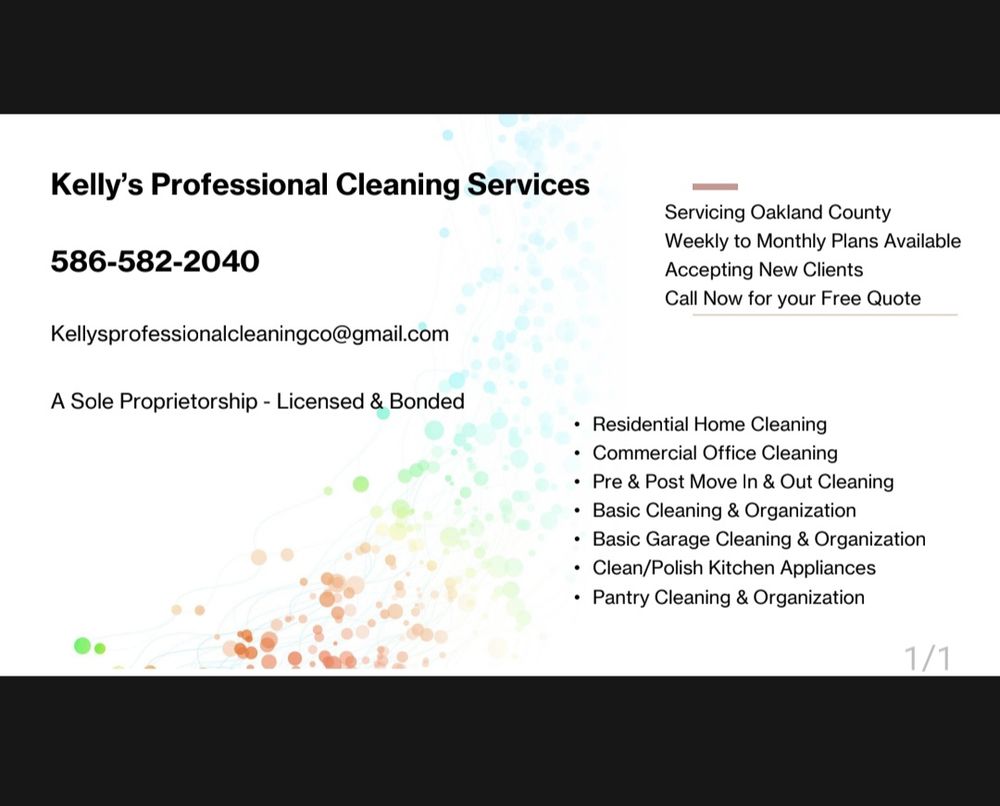 KELLY’S PROFESSIONAL CLEANING SERVICES - Updated January 2025 - City of ...