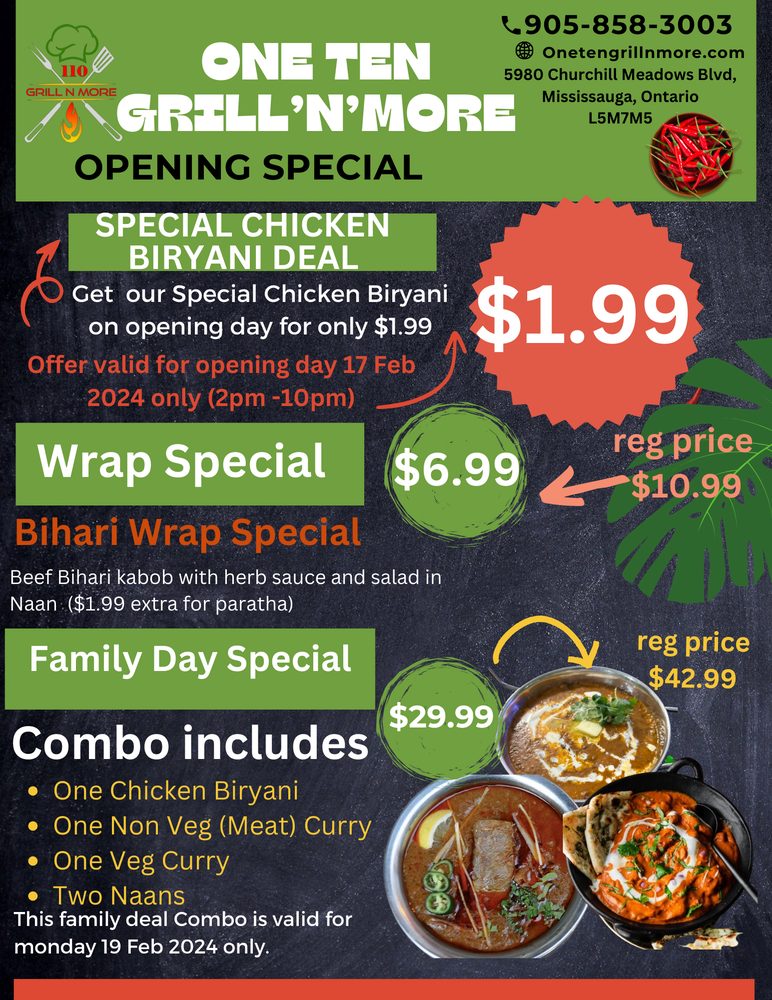 ONE TEN GRILL ‘N’ MORE - Updated January 2026 - 5980 Churchill Meadows ...