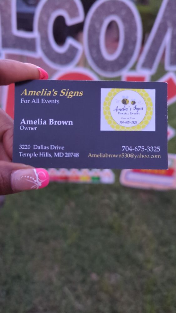 AMELIA SIGNS - 3220 Dallas Dr, Temple Hills, Maryland - Signmaking ...