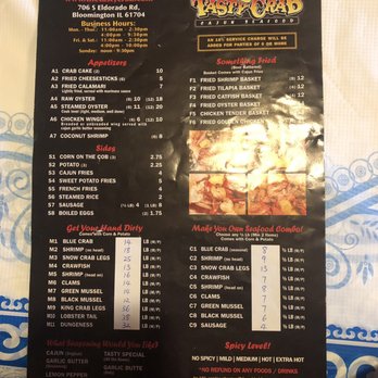 Tasty crab menu store