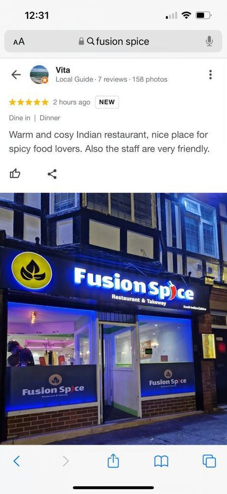 FUSION SPICE SOUTH INDIAN RESTAURANT - Stainbacek road, Leeds, West ...