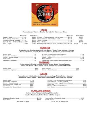 TACOS EL DIABLO - 4651 147th St, Midlothian, Illinois - Tacos ...