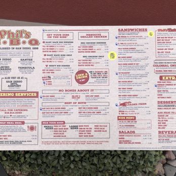 Phil's bbq menu store