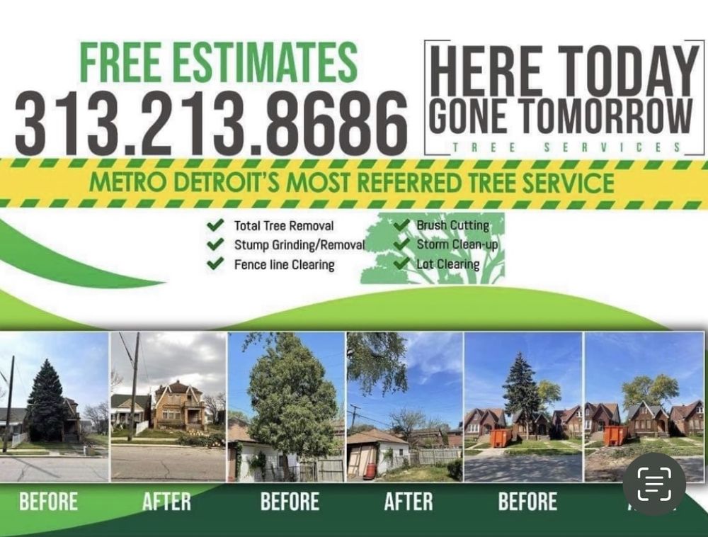 HERE TODAY GONE TOMORROW TREE SERVICE - Updated April 2026 - Detroit ...