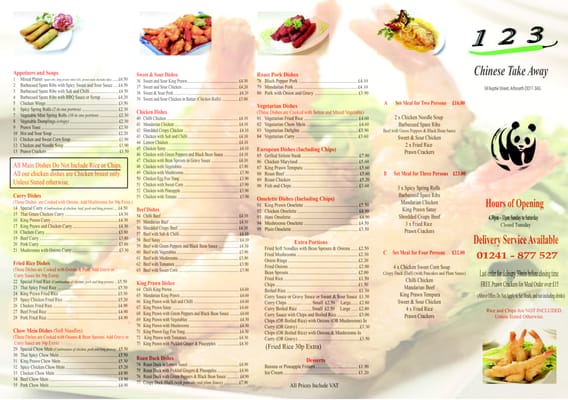 123 CHINESE TAKE AWAY - Updated February 2025 - 58-60 Keptie Street ...