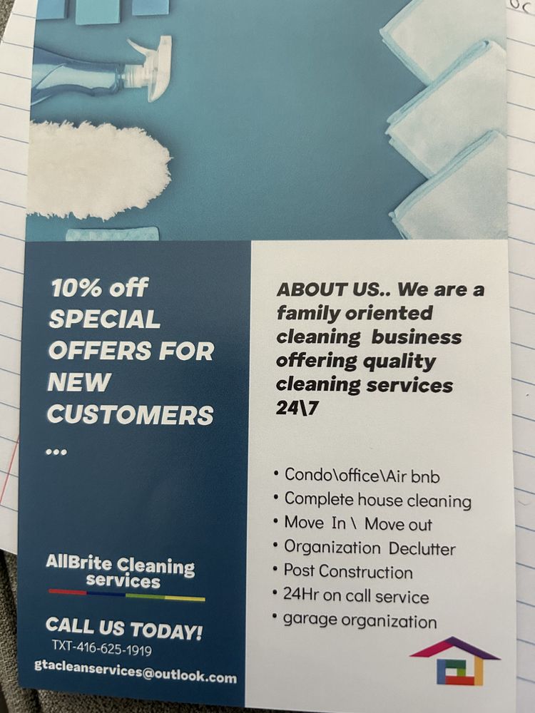 ALLBRITE CLEANING SERVICES - Updated November 2024 - Toronto, Ontario - Home Cleaning - Phone ...