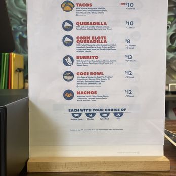 Seoul taco menu store