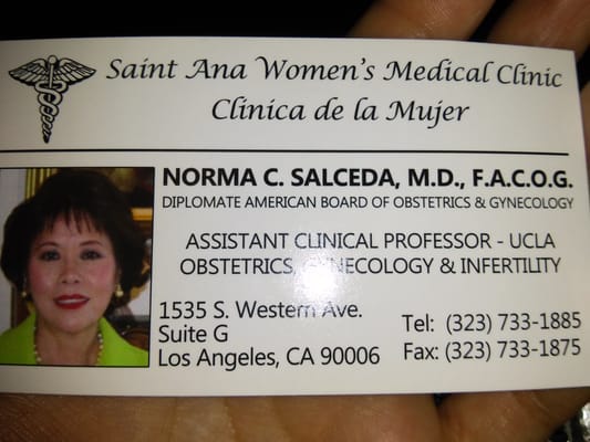 NORMA C. SALCEDA, MD, FACOG - SAINT ANA WOMEN’S MEDICAL CLINIC ...