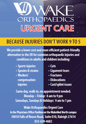 WAKE ORTHOPAEDICS URGENT CARE - Updated January 2026 - 10010 Falls Of ...
