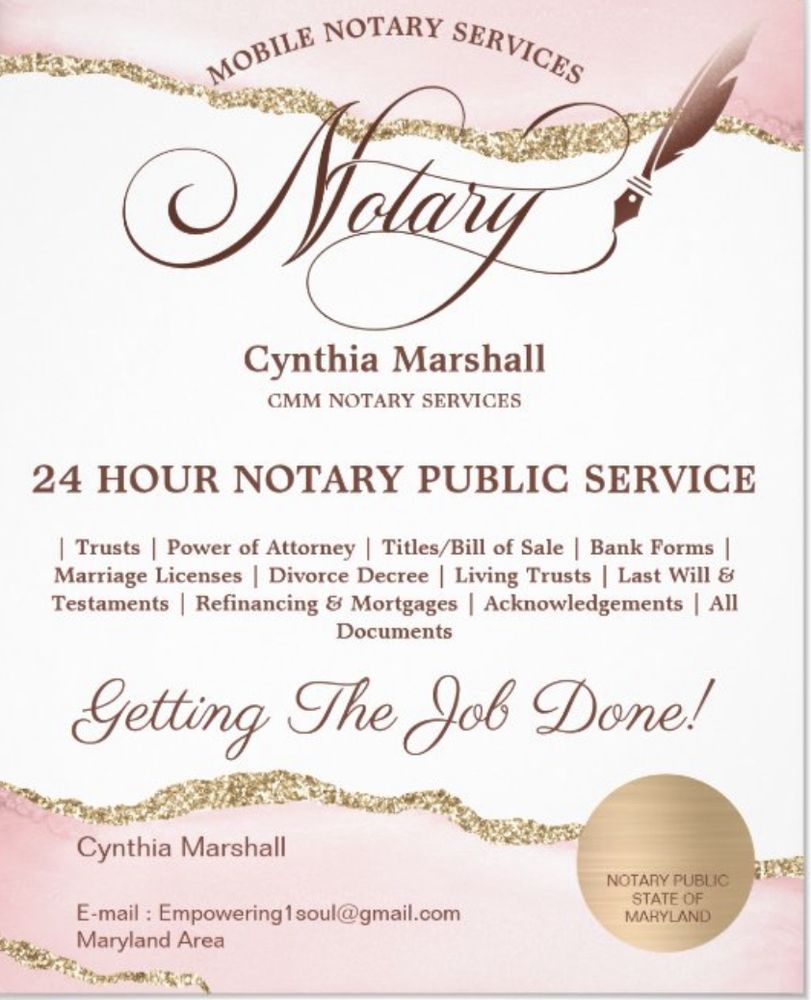 CMM MD NOTARY SERVICES - Request a Quote - Landover Hills, MD - Yelp
