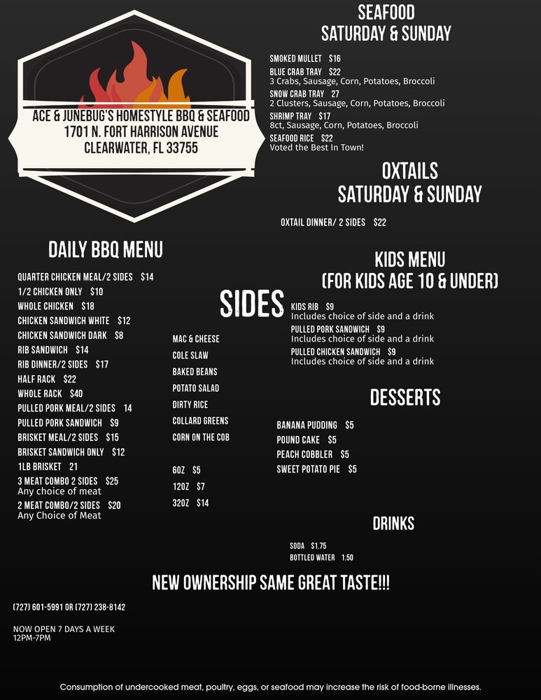 ACE & JUNEBUG’S HOMESTYLE BBQ & SEAFOOD - 1701 N Fort Harrison Ave ...