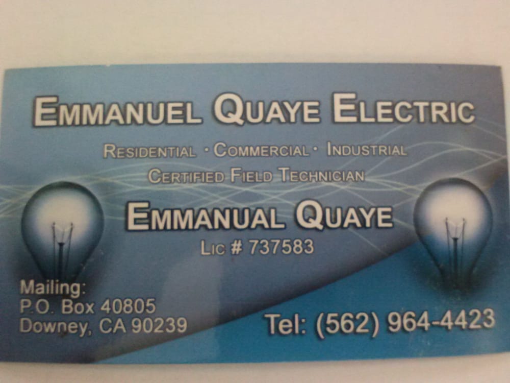 EMMANUEL QUAYE ELECTRIC - Updated August 2024 - PO Box 40805, Downey ...
