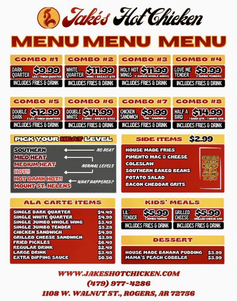 JAKE’S HOT CHICKEN - Updated November 2024 - 1108 W Walnut St, Rogers ...