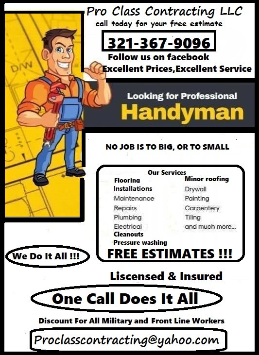 PRO CLASS CONTRACTING - Updated July 2025 - Melbourne, Florida - Handyman - Phone Number - Yelp