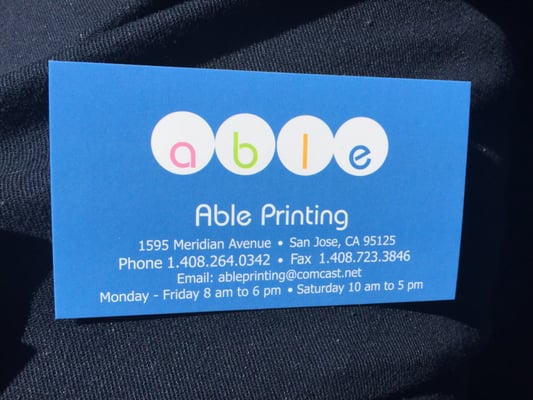 ABLE PRINTING - Updated August 2025 - 80 Reviews - 1595 Meridian Ave ...