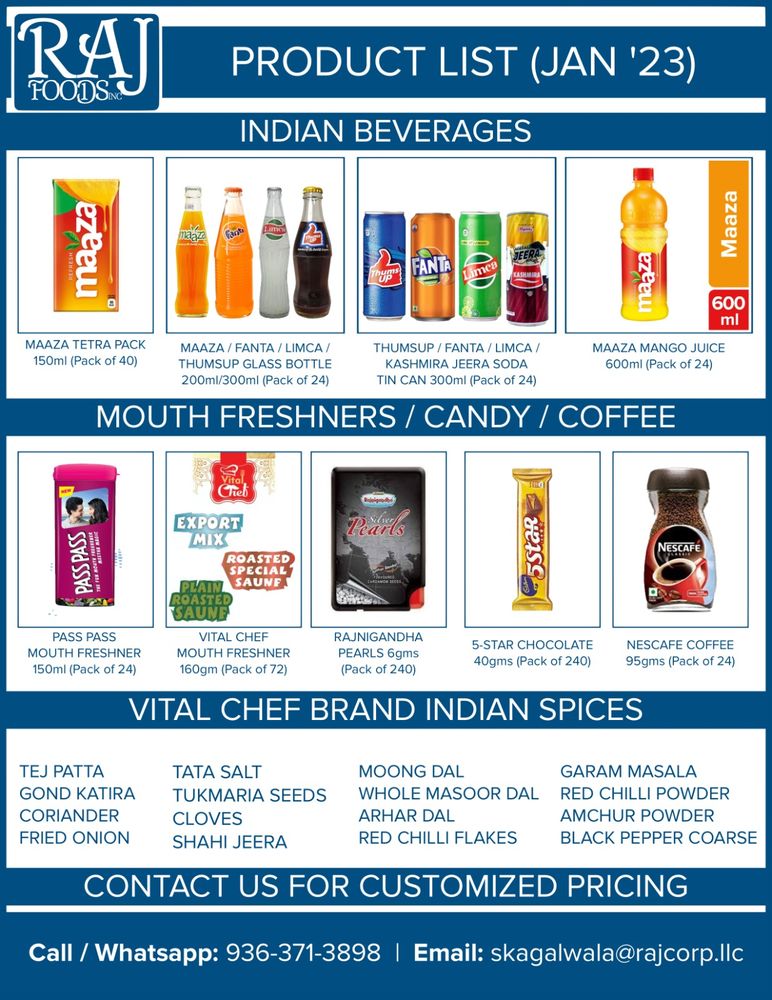 RAJ FOODS - Houston, Texas - International Grocery - Phone Number - Yelp