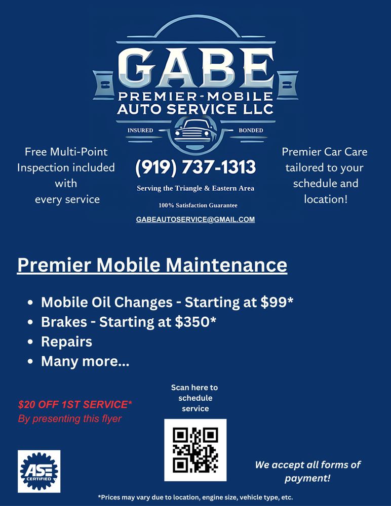 GABE PREMIER MOBILE AUTO SERVICE - Updated June 2025 - Request a Quote - 616 Vance St E, Wilson ...