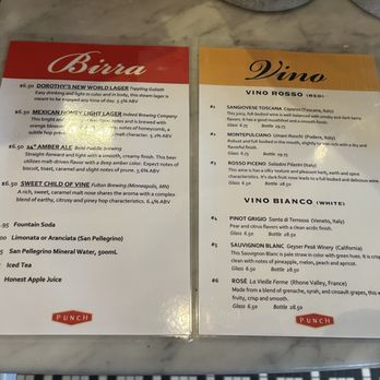 Punch pizza menu store