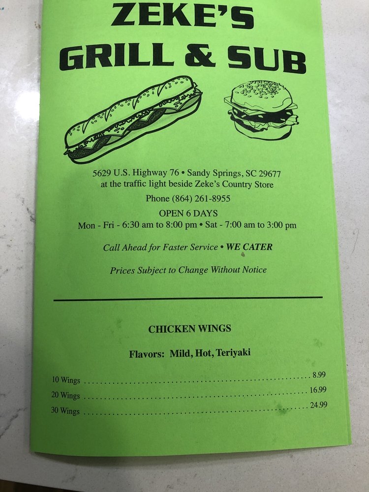 ZEKE’S COUNTRY STORE - 5629 Hwy 76, Pendleton, South Carolina - Gas ...