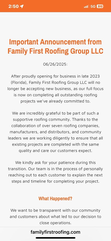 FAMILY FIRST ROOFING - Updated October 2025 - 584 NW University Blvd ...