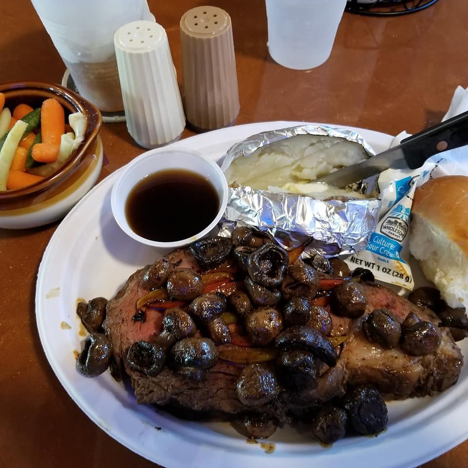Friday Prime served during fish fry. Smothered in Mushrooms that have ...