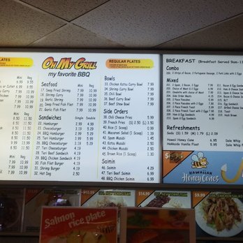 Oh my grill menu store