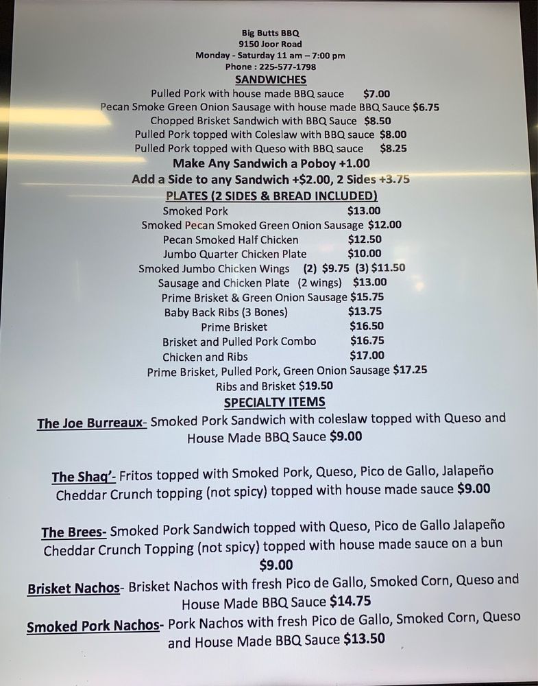 Big Butts Bbq Updated August 2024 9150 Joor Rd Baton Rouge Louisiana Barbeque