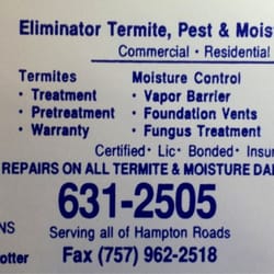 ELIMINATOR TERMITE PEST & MOISTURE CONTROL - Pest Control - 1208 ...