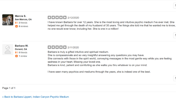 BARBARA LIPPERT, INDIAN CANYON PSYCHIC MEDIUM - Updated March 2025 ...