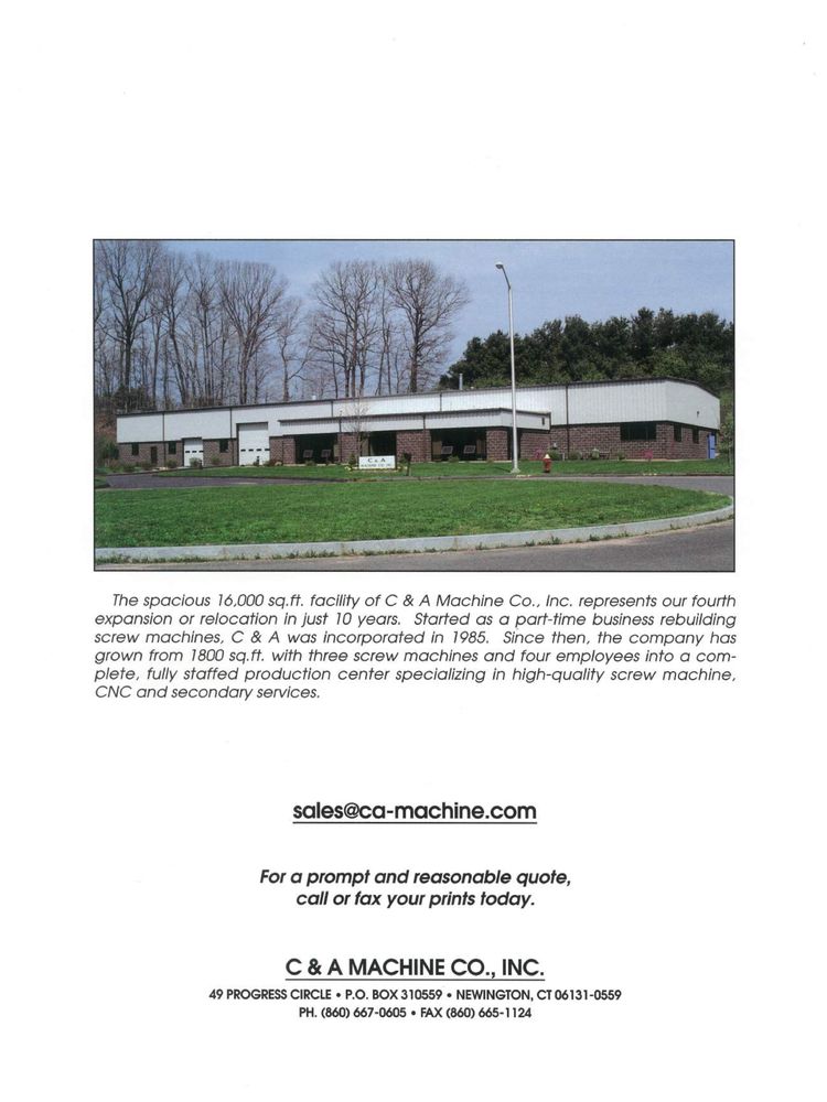 C & A MACHINE CO - Updated December 2024 - 49 Progress Cir, Newington ...