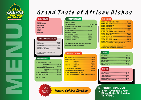 OMALICHA KITCHEN - Updated June 2024 - 1701 Cypress Creek Pkwy, Houston, Texas - African ...