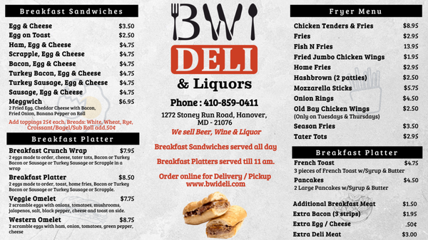 BWI DELI & LIQUORS - Updated October 2025 - 1272 Stoney Run Rd, Hanover ...