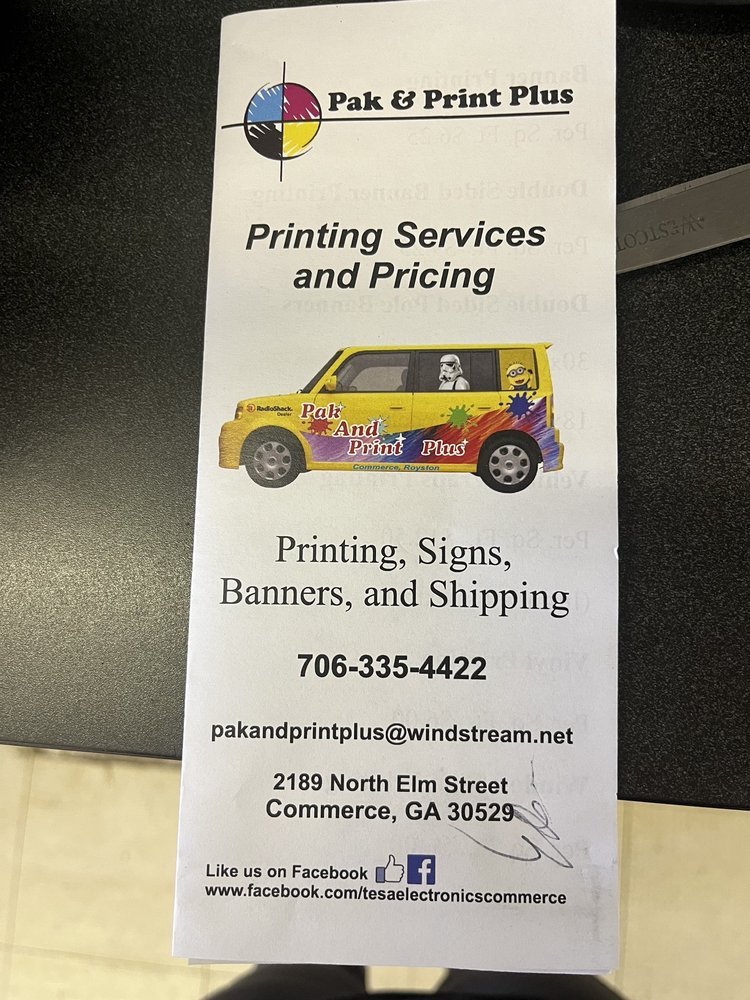 PAK & PRINT PLUS - Updated September 2025 - 2189 N Elm St, Commerce, Georgia - Printing Services ...